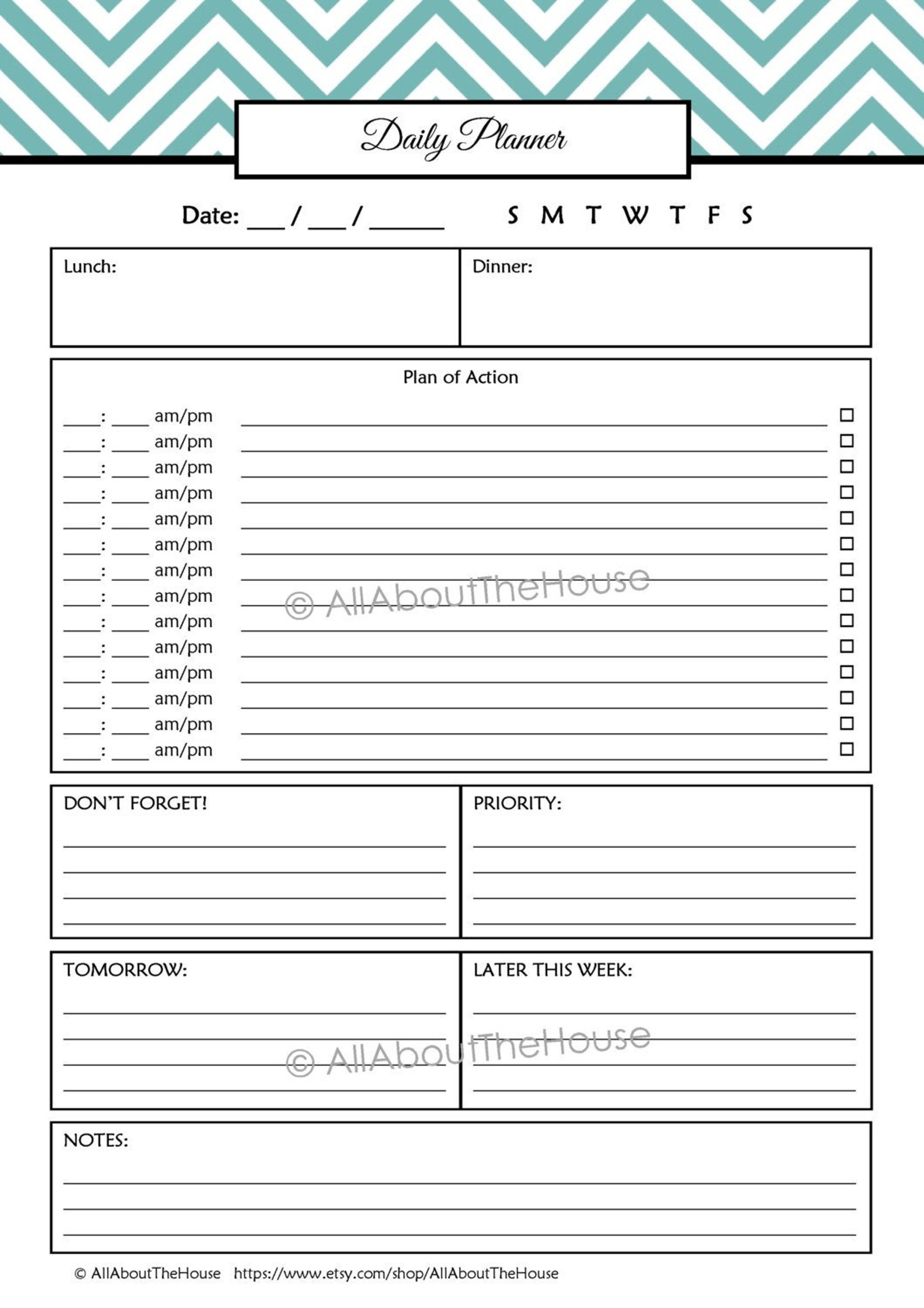 EDITABLE Daily Planner Printable - Chevron Printable - PDF Printable ...