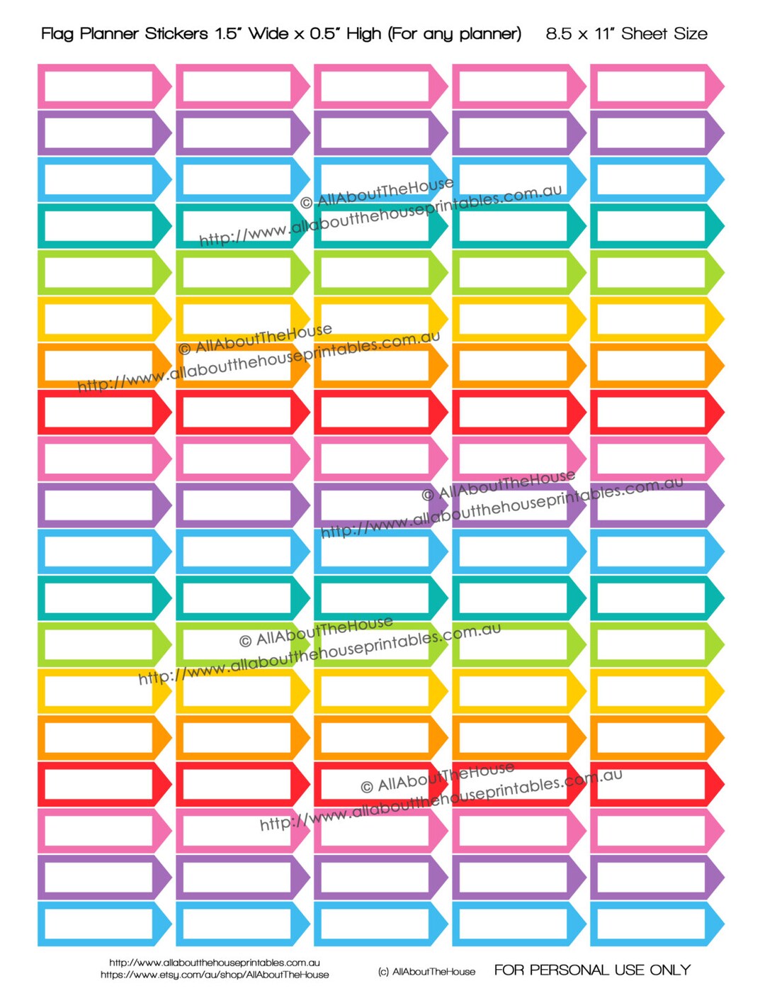 Flag Planner Stickers Printable Diy Rainbow Banner Sidebar List Made ...