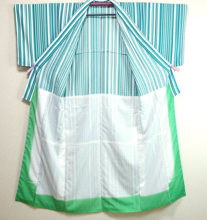 Japanese Kimono MINT Green White Striped Striped Kimono - Etsy