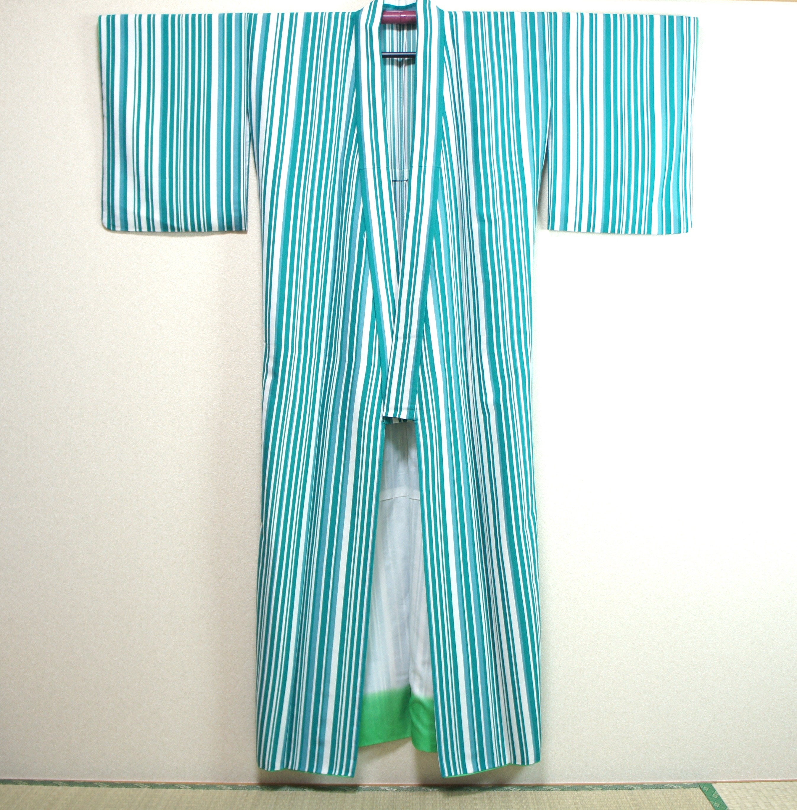 Japanese Kimono MINT Green White Striped Striped Kimono - Etsy