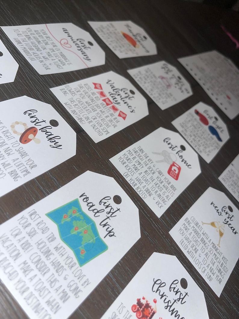 Milestone Bottle Labels - Marriage, Anniversary - Gift Tags - Bridal ...