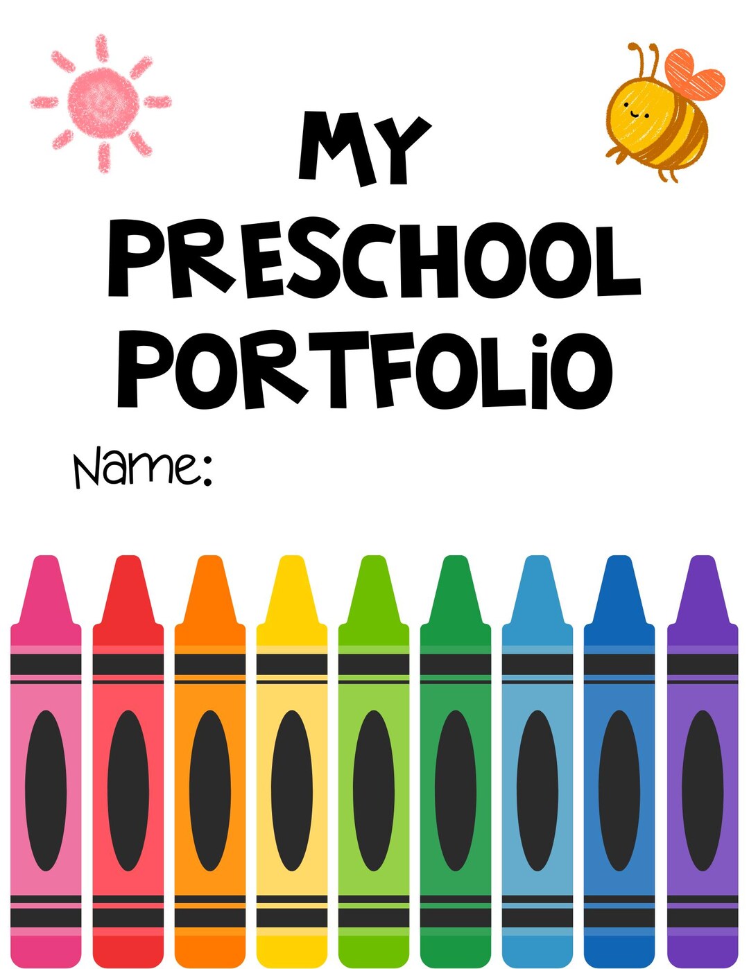 Crayon Portfolio Binder Cover | Printable Teacher or Student Folder ...