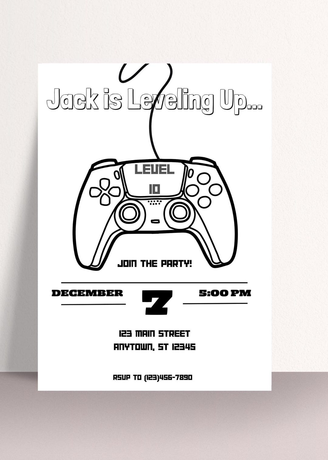 Gaming Level up Birthday Party Invitation, Editable Template Download ...