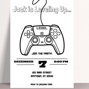 Gaming Level up Birthday Party Invitation, Editable Template Download ...