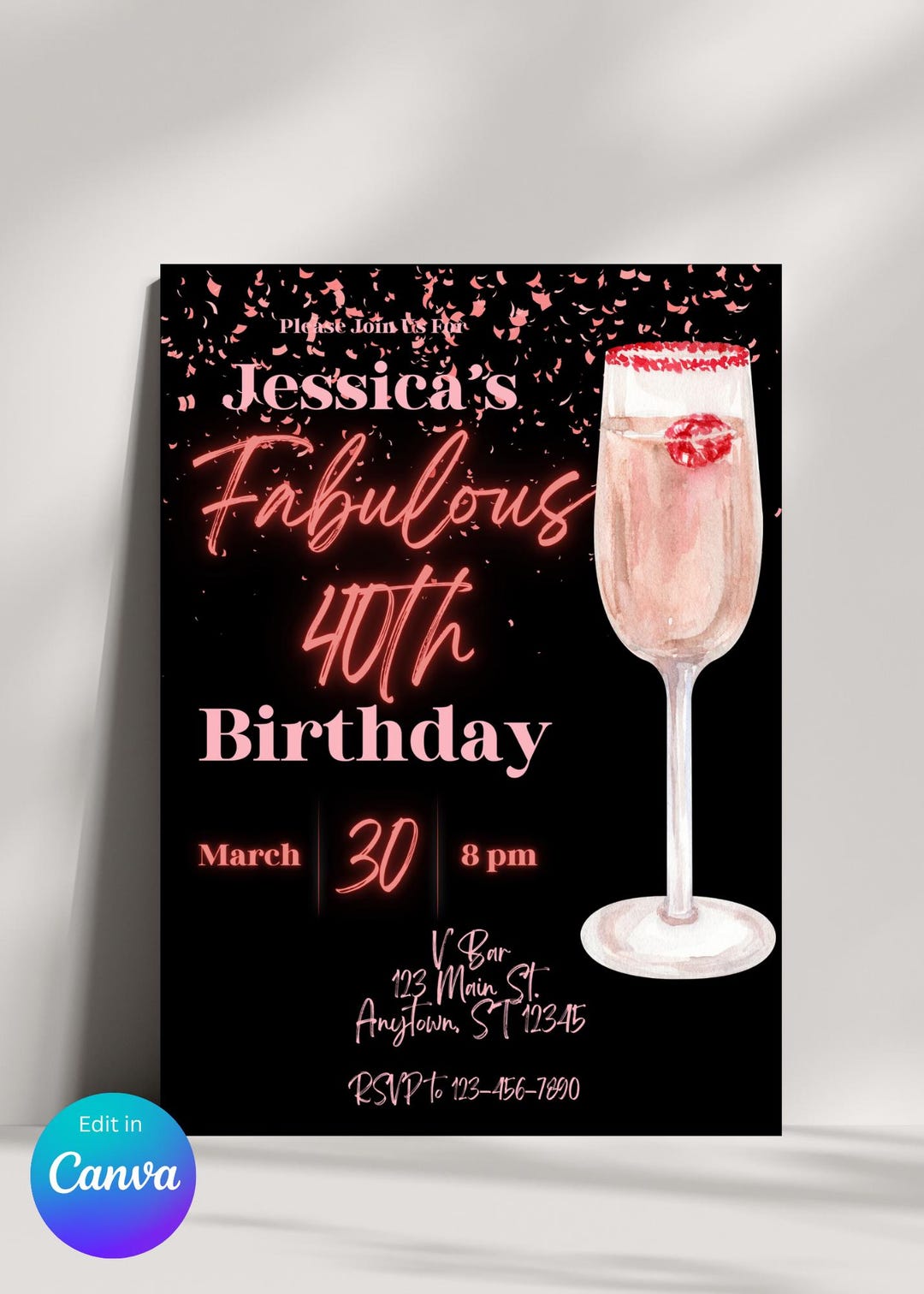 40th Birthday Party Invitation, Fabulous 40 Invitation, Instant ...