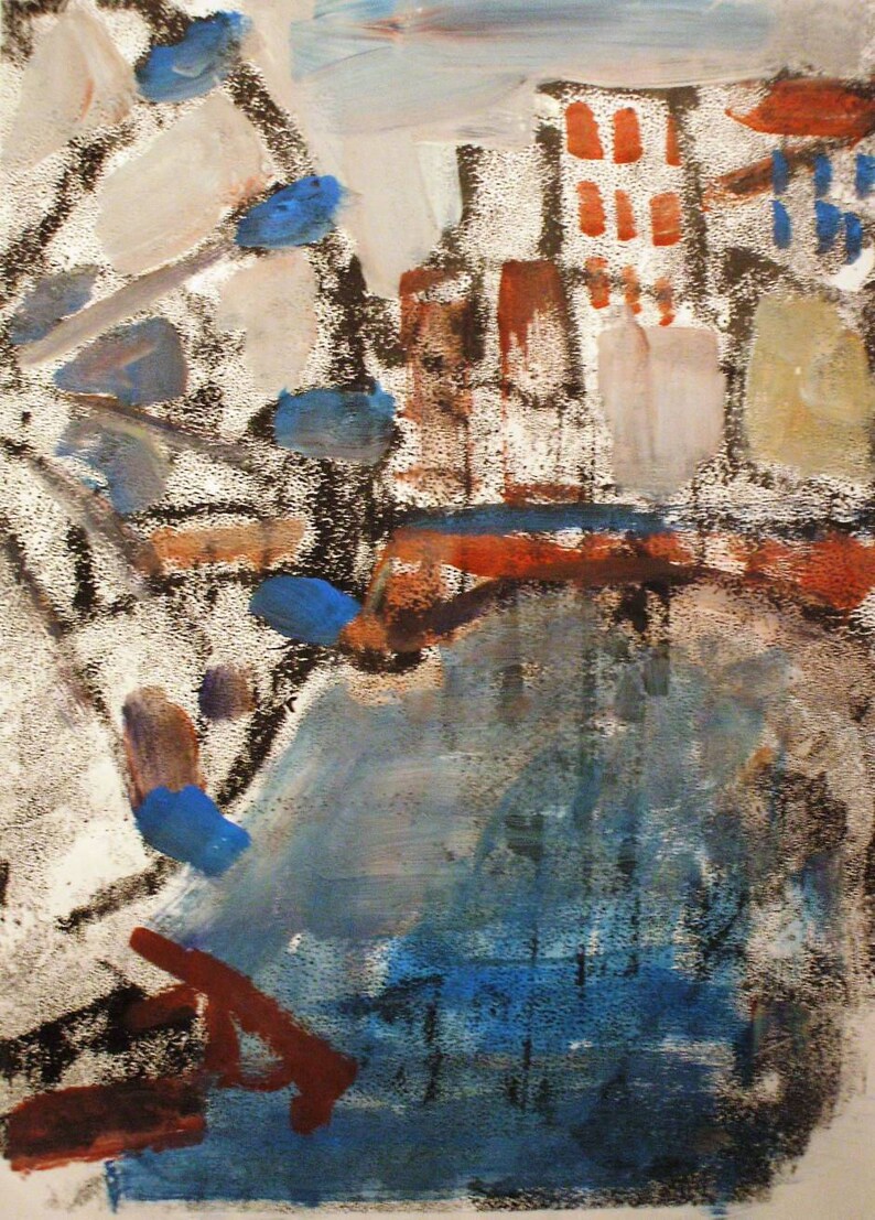 London Eye Blue Painting | Monoprint | 210mm X 297mm - Etsy