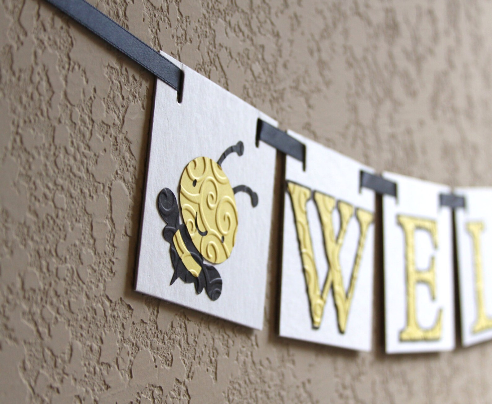WELCOME Bee Theme Banner With Beautiful Embossed Lettering - Etsy