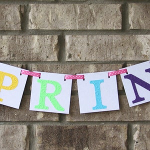SPRING / Easter Banner / Embossed Lettering / Pastel Garland / - Etsy