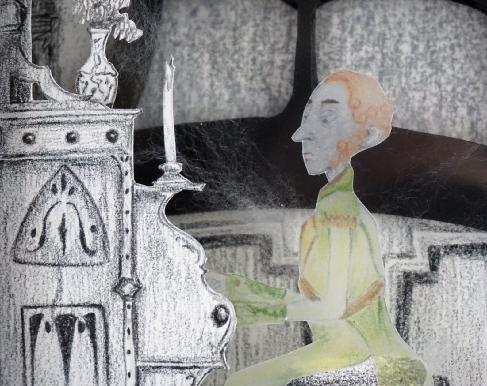 Original Illustration Volume Ghost Haunted House Diorama Black White ...