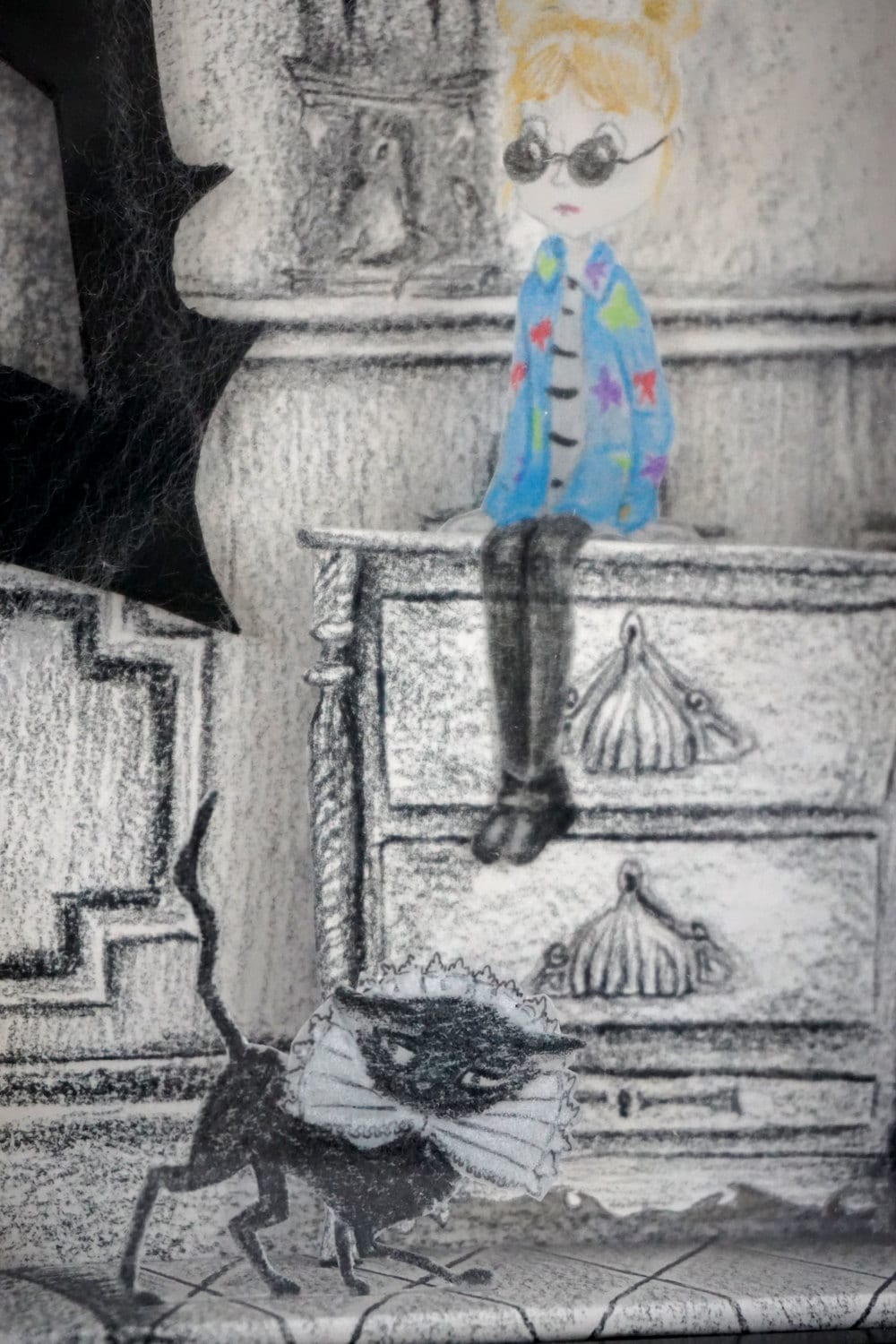 Original Illustration Volume Ghost Haunted House Diorama Black White ...