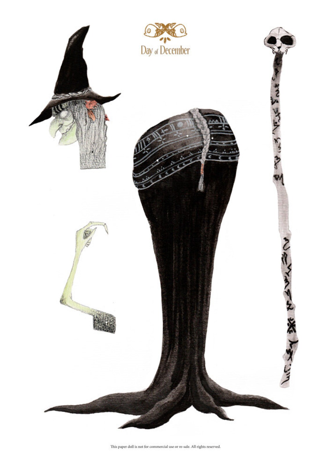 DIY Printable PDF Witch Paper Puppet Doll Halloween Ornement, Orange ...