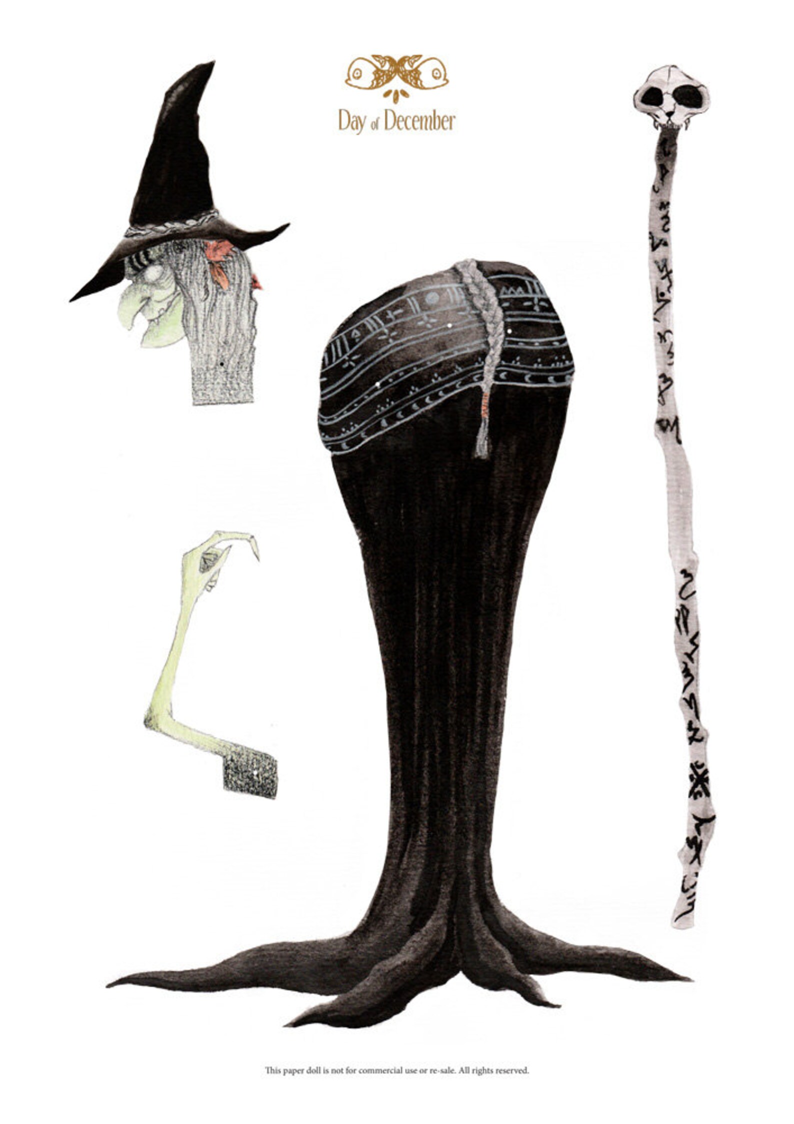 DIY Printable PDF Witch Paper Puppet Doll Halloween Ornement, Orange ...