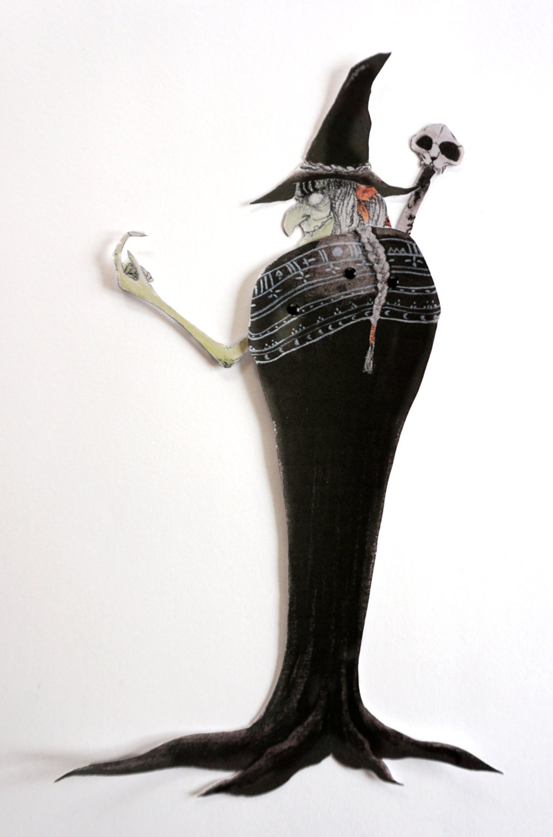 DIY Printable PDF Witch Paper Puppet Doll Halloween Ornement, Orange ...