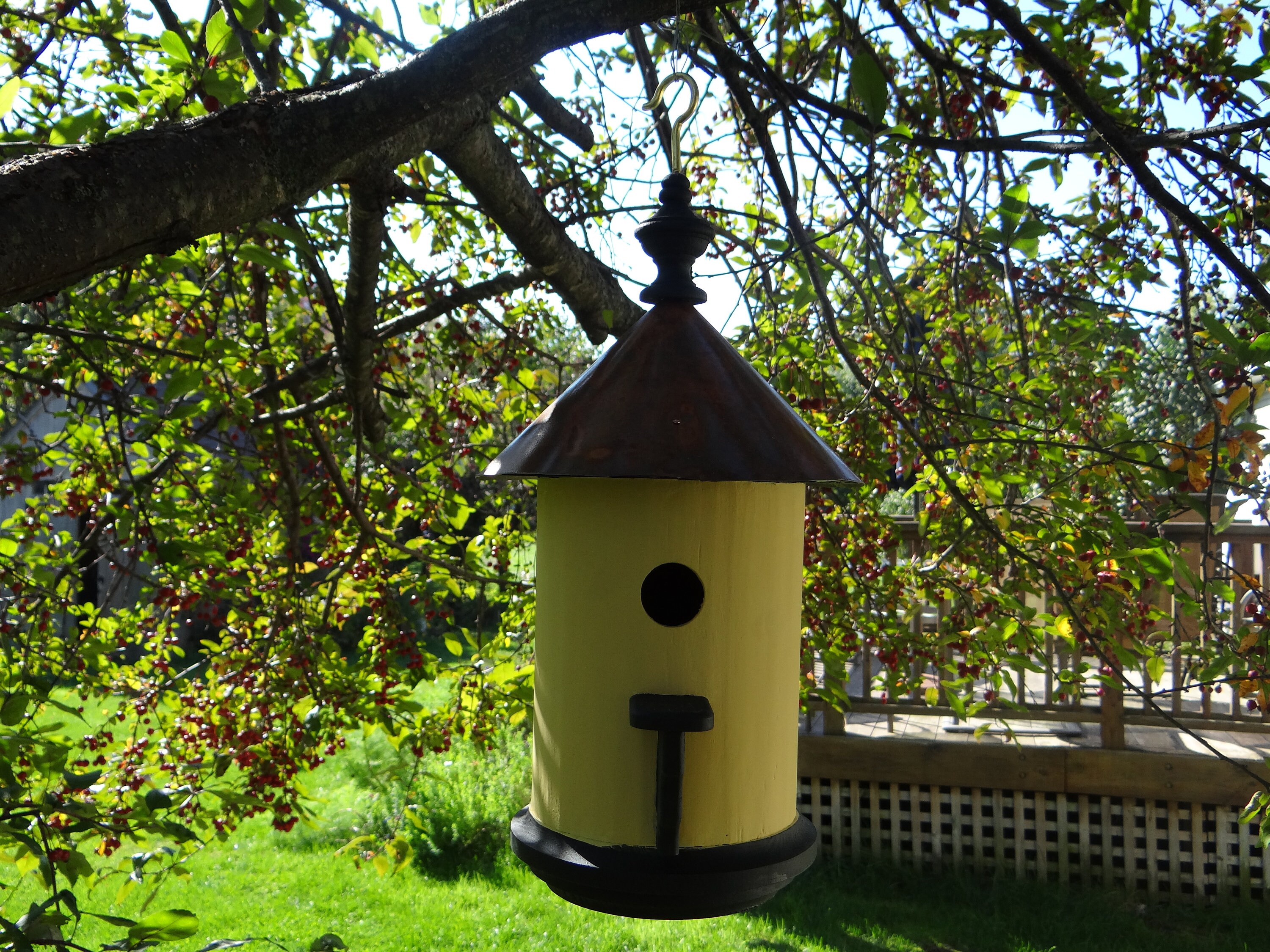 Round Bird House With Solid Copper Roof - Etsy