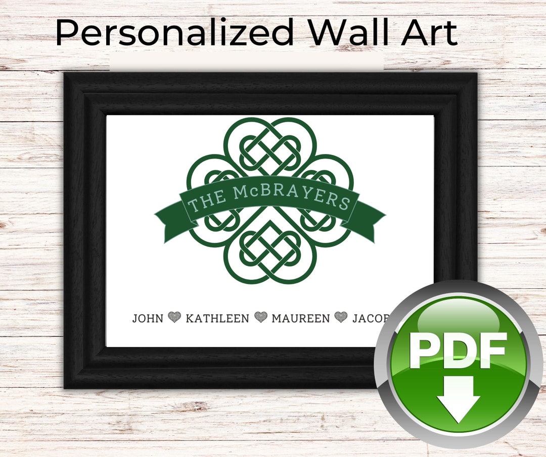 St Patricks Day Custom Family Wall Art, Irish Heritage, Celtic Knot ...