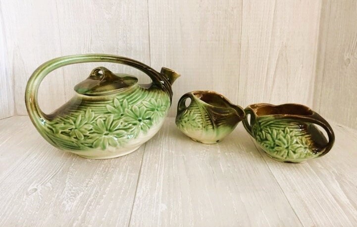 Mccoy Tea Set - Ohio USA Pottery - Daisy Pattern - Vintage Tea Pot ...