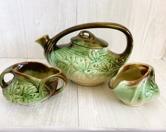 Mccoy Tea Set, Pinecone Pattern Teapot, Vintage Creamer and Sugar ...