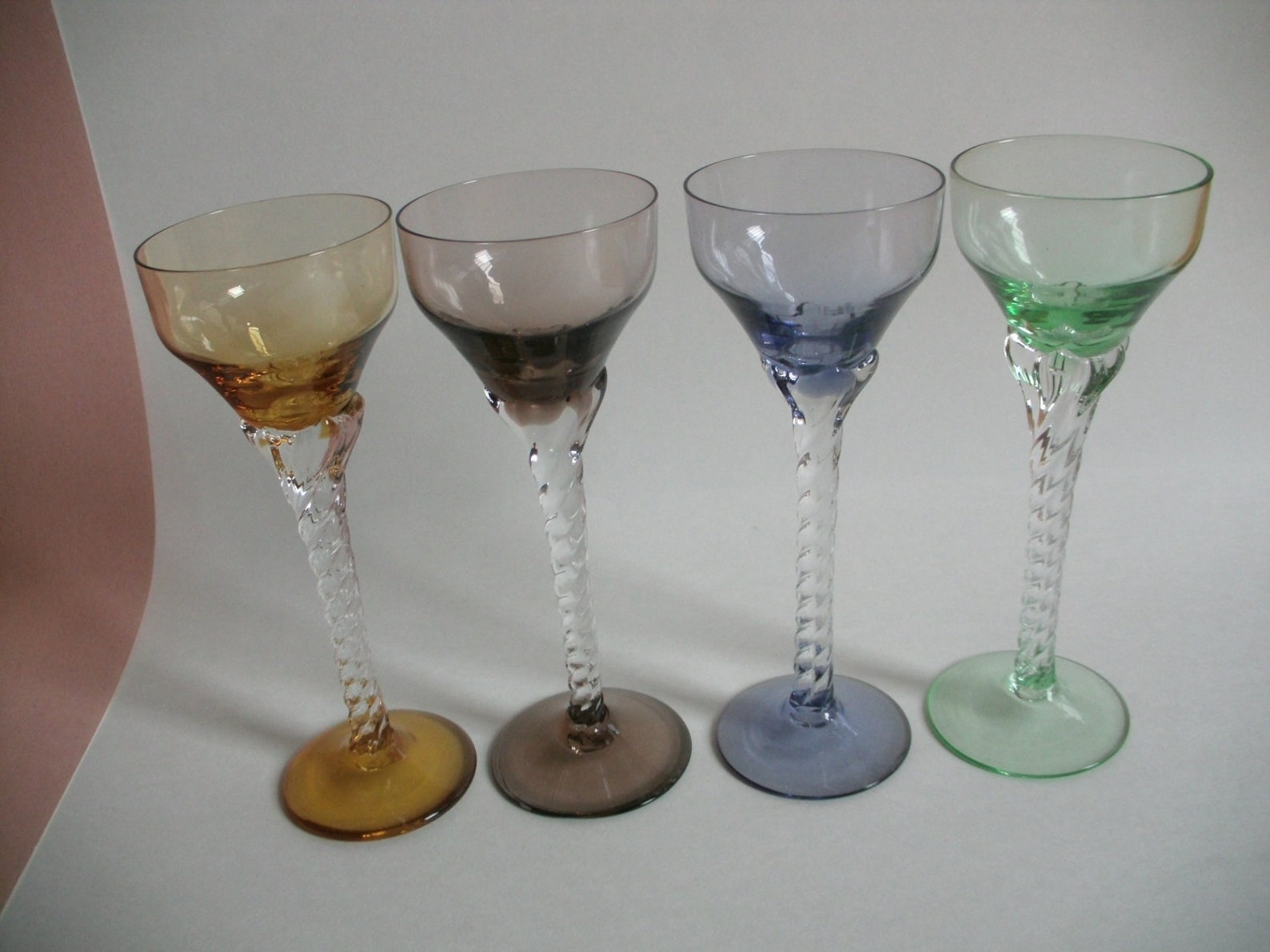 Multi Colored Handmade Cordial Glasses With Twisted Crystal Etsy