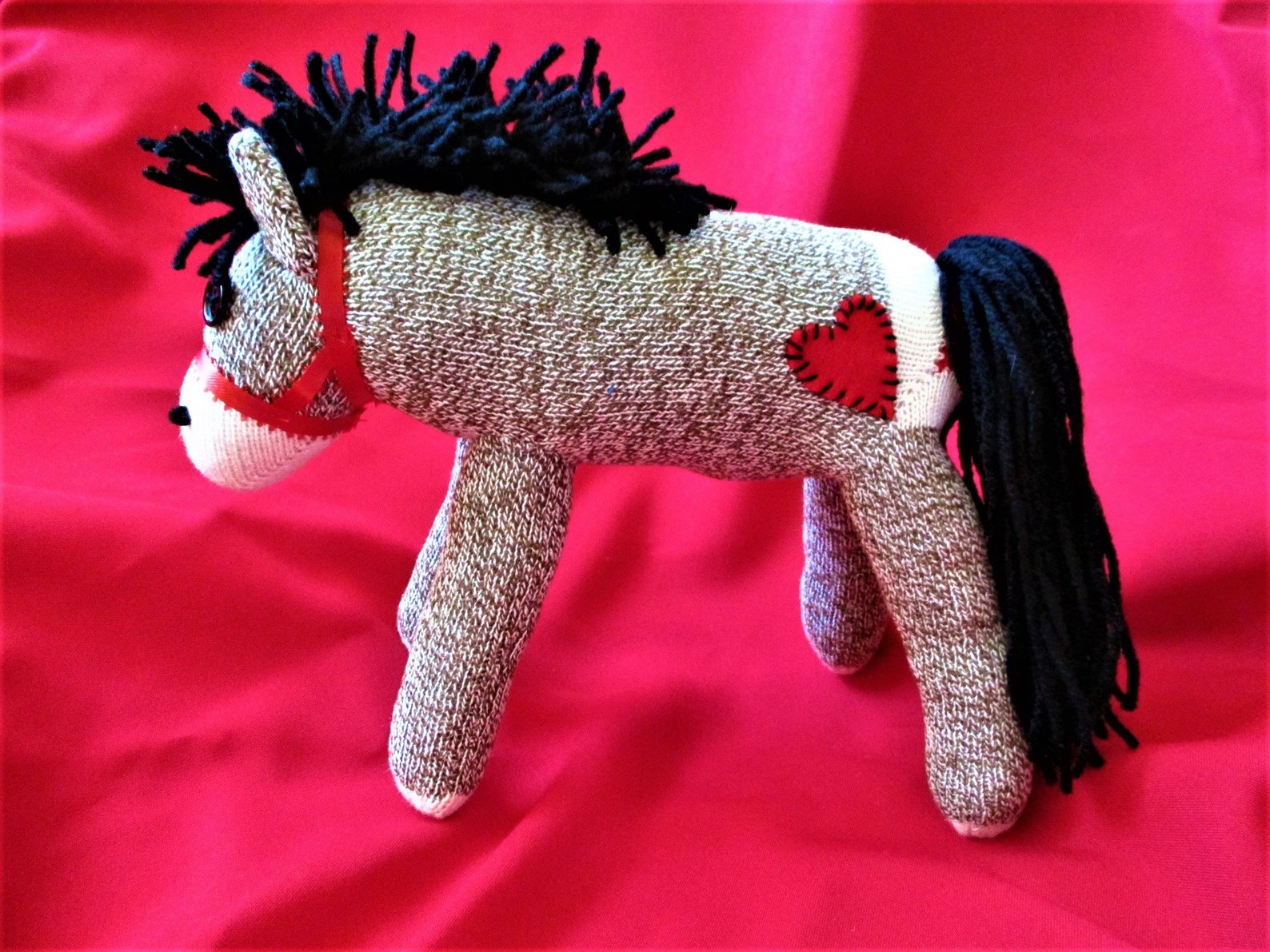 Sock Monkey Pony Horse Black Maned Brown - Red Heart Tattoo - Etsy