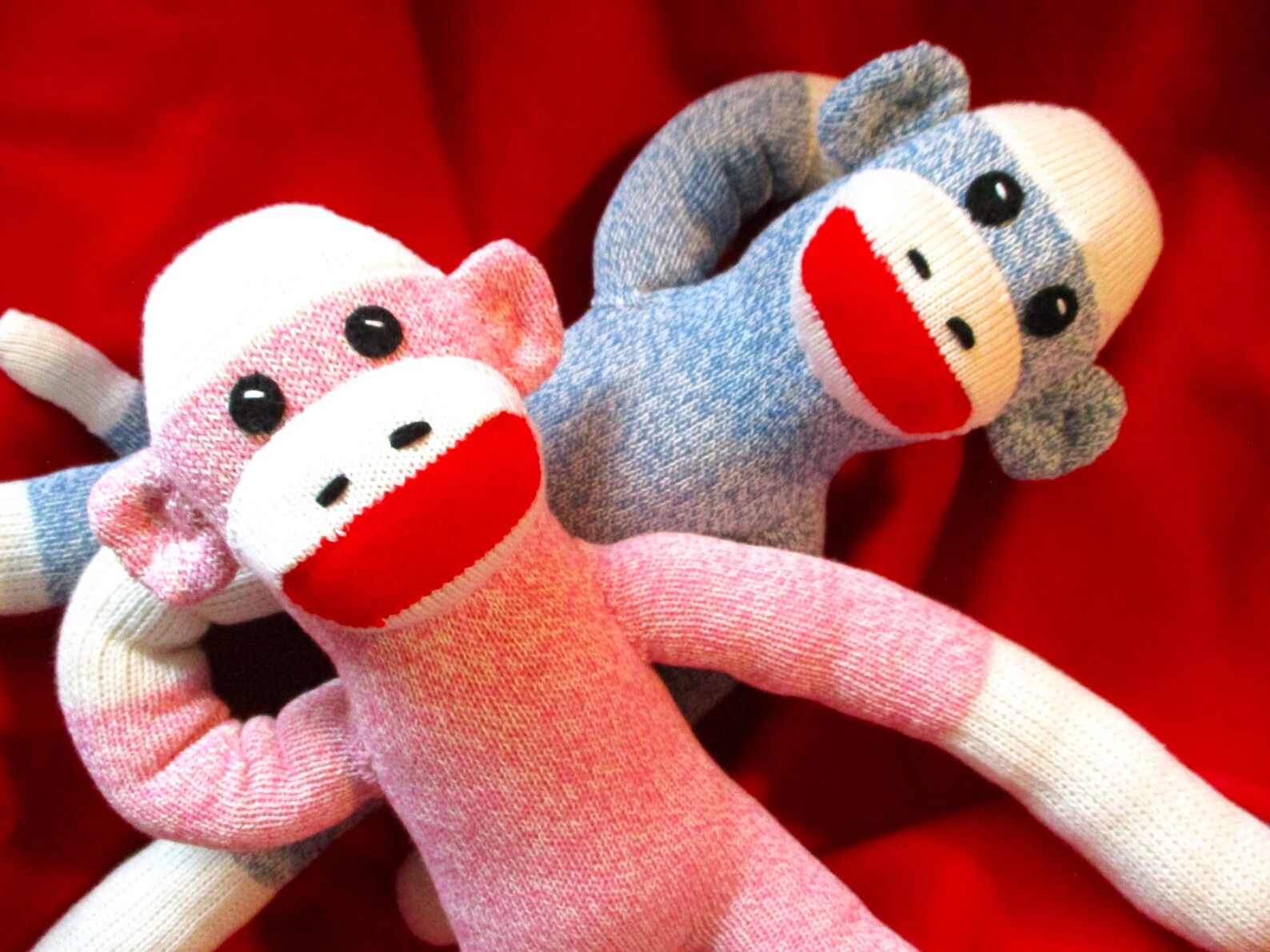 Sock Monkey Child Safe 18" Gift for Kids Pink or Blue - Etsy