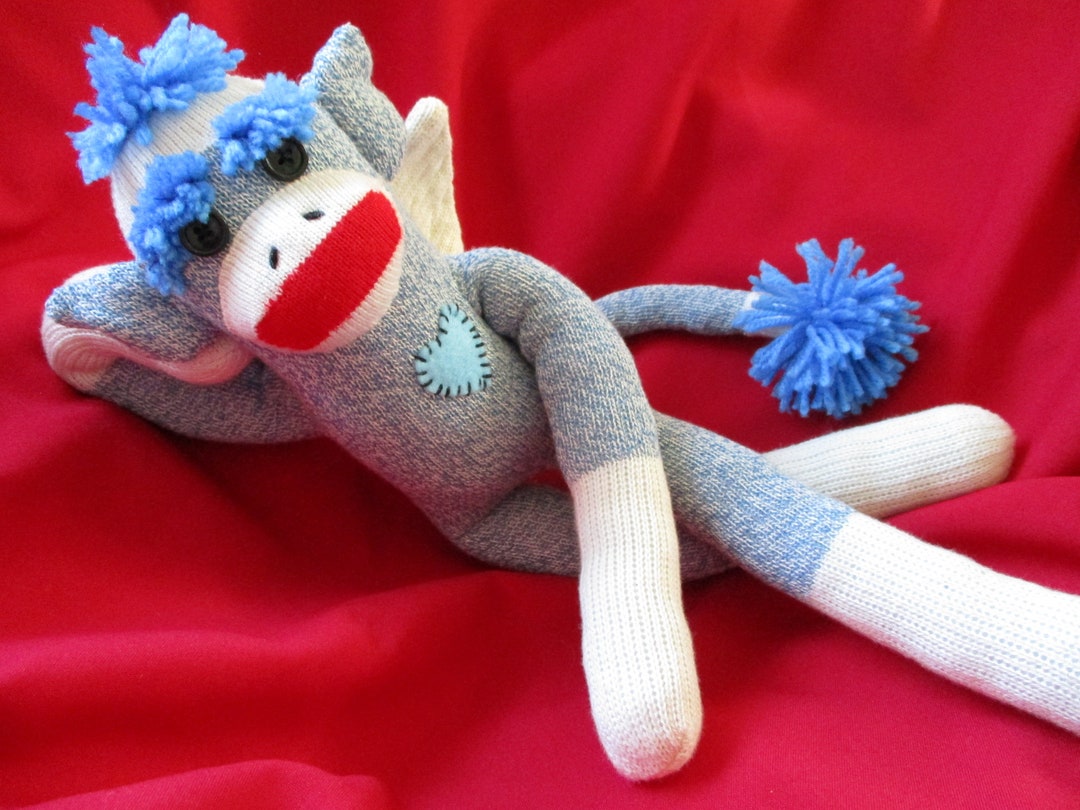 Sock Monkey Blue Gargoyle Protection From Evil Good Luck Charm Gothic ...