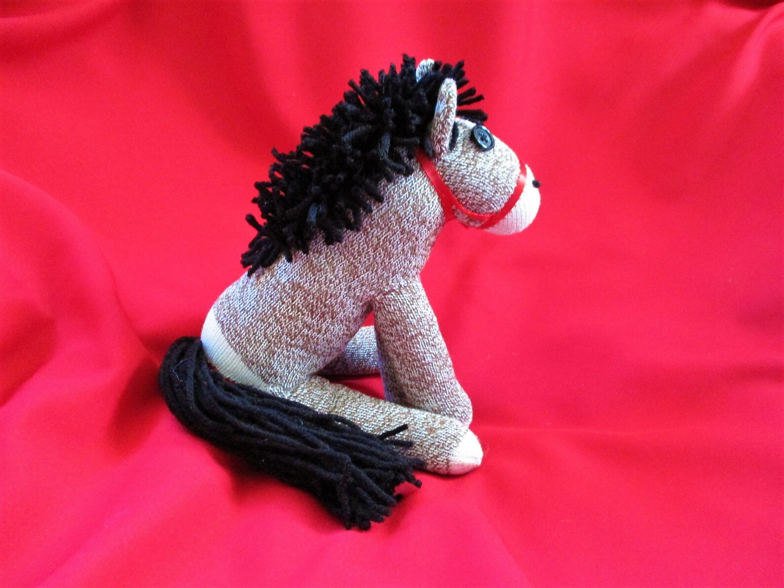 Sock Monkey Pony Horse Black Maned Brown Red Heart Tattoo - Etsy