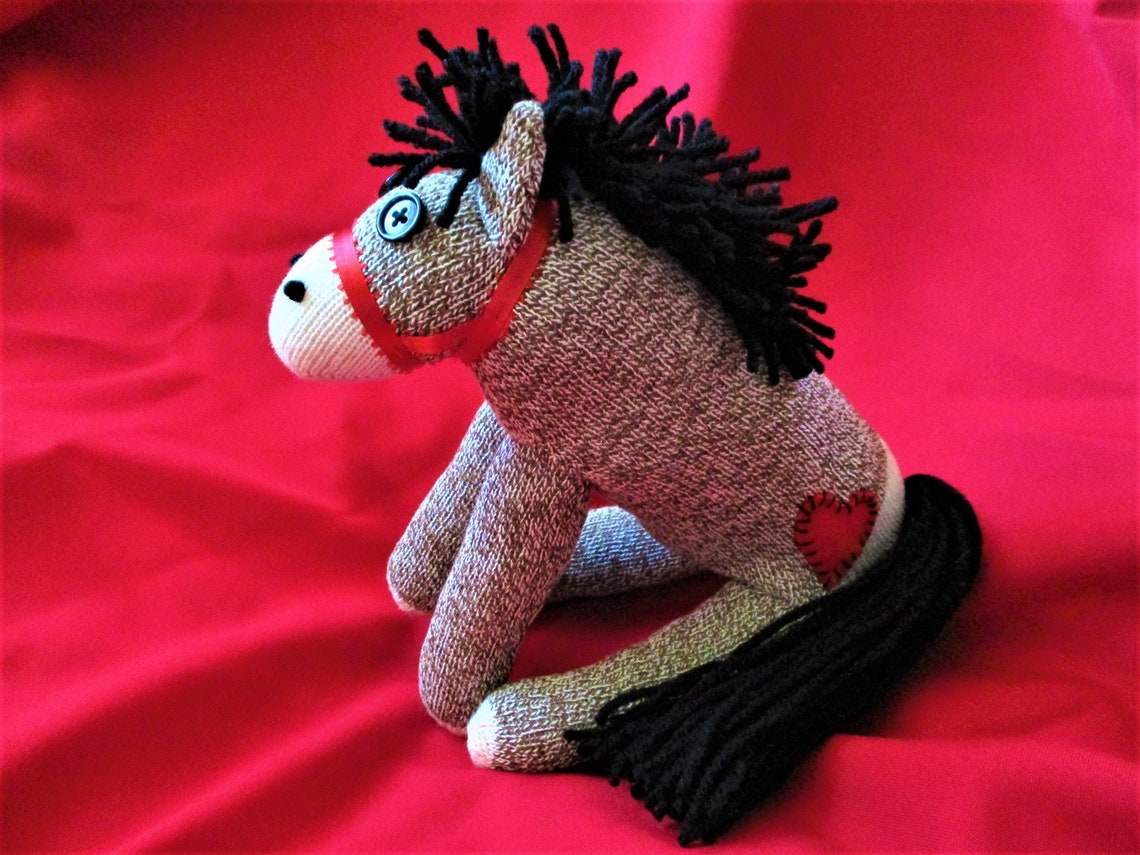 Sock Monkey Pony Horse Black Maned Brown - Red Heart Tattoo - Etsy