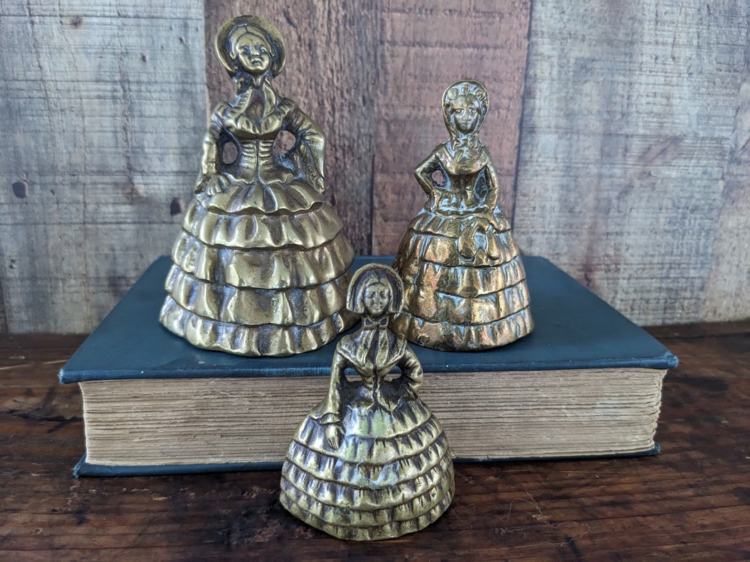 Vintage Set of 3 Brass Lady Bells - Collection of Vintage Brass Bells ...