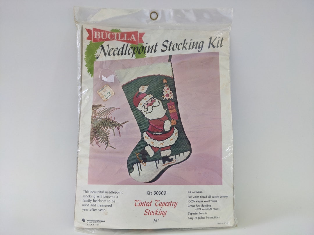 Vintage Bucilla Needlepoint Stocking Kit Kit 60300 Tinted Tapestry ...