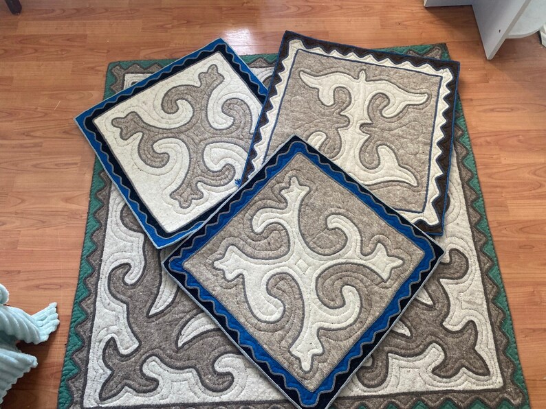 Small Shyrdak From Western Mongolia Kyrgyzstan Syrmak Felt Rug - Etsy