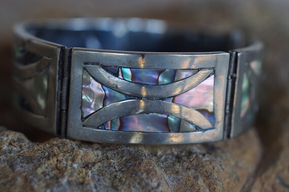 1950's Mexico Abalone Inlay Sterling Silver Bracelet - Etsy