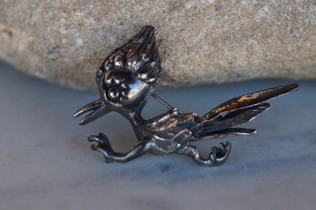 Tortolani Roadrunner Silver Brooch Pin - Etsy