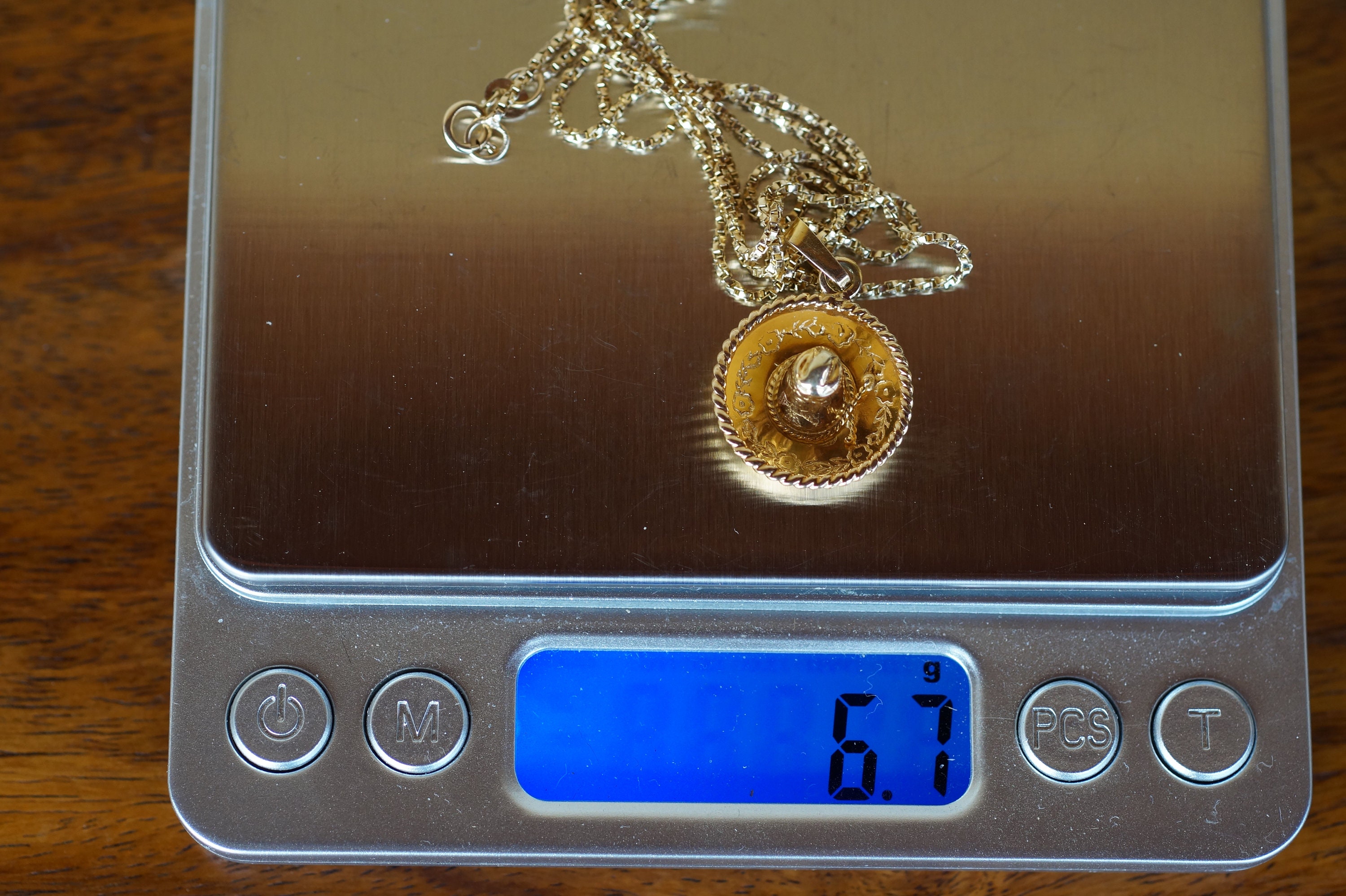 14K Gold Mexican Sombrero Pendant Necklace - 24" Chain - Etsy