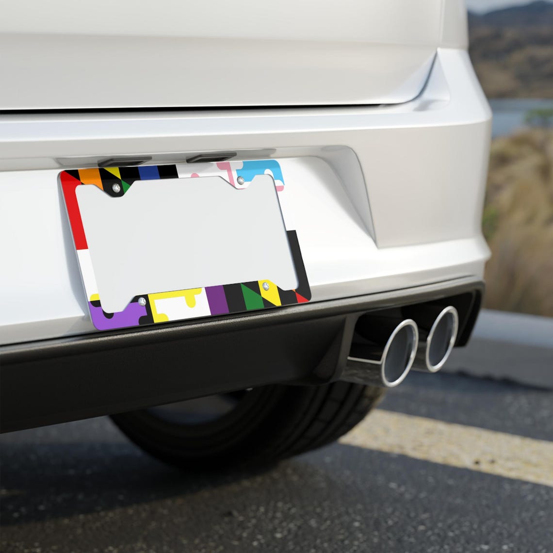 License Plate Frame, Maryland State Flag Pride LGBT Nonbinary Trans Car ...
