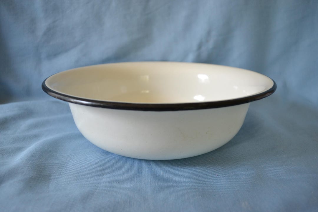 Russian White Enamelware Bowl, Soviet Era, Russian Farmhouse Décor ...