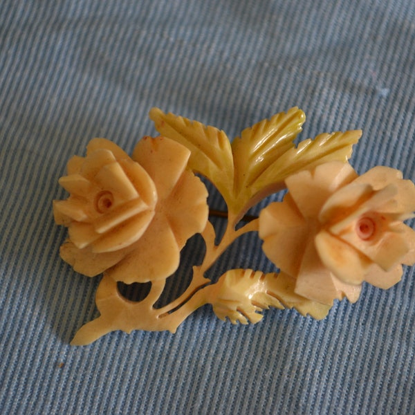 Antique Rose Brooch - Etsy