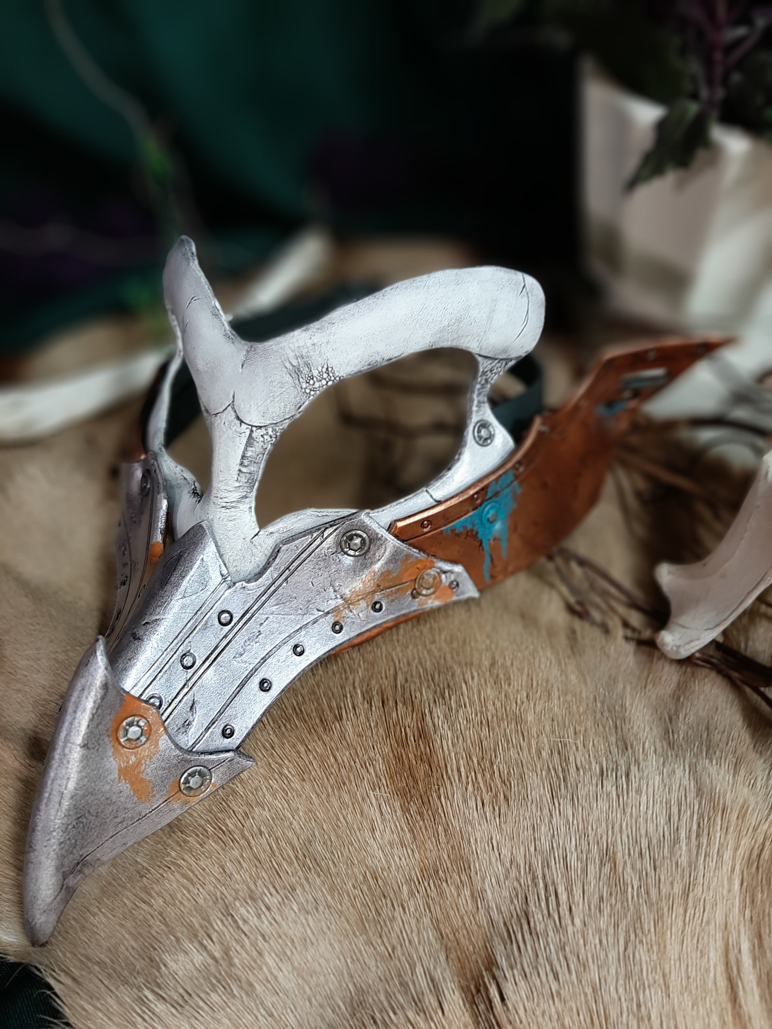 Crow Skull Leather Mask Bone | Etsy