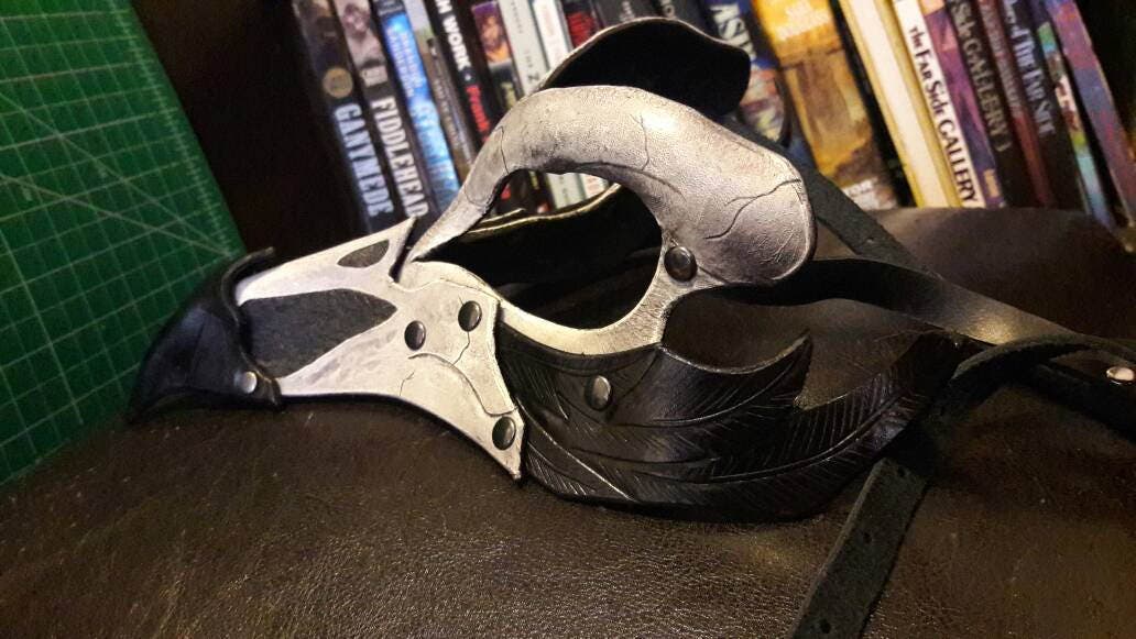 Crow Skull Leather Mask Bone | Etsy