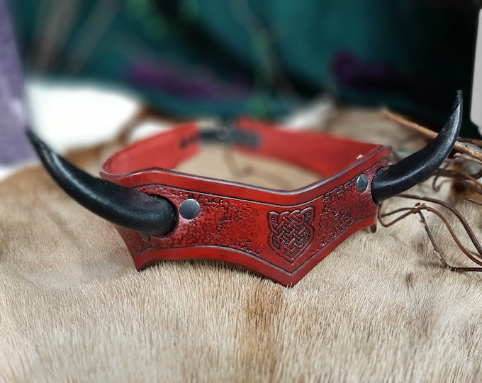 Red Demon Leather Horn Headband - Etsy