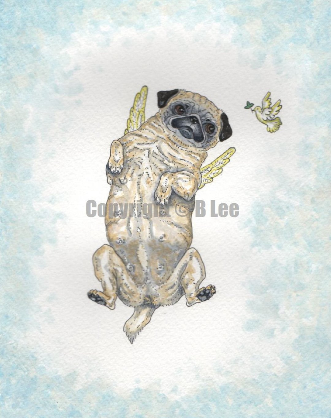 Heaven Bound...a Pug Angel on It's Way to Heaven. - Etsy