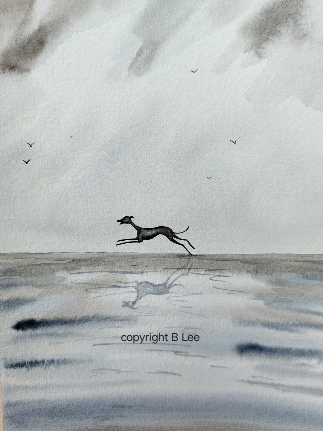 ORIGINAL PAINTING of a Whippet Greyhound ... a Watercolor Painting - Etsy