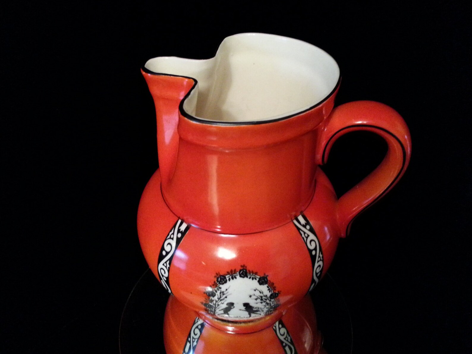 Czech Pitcher Antique Silhouette Decanter Pottery Pitcher ...