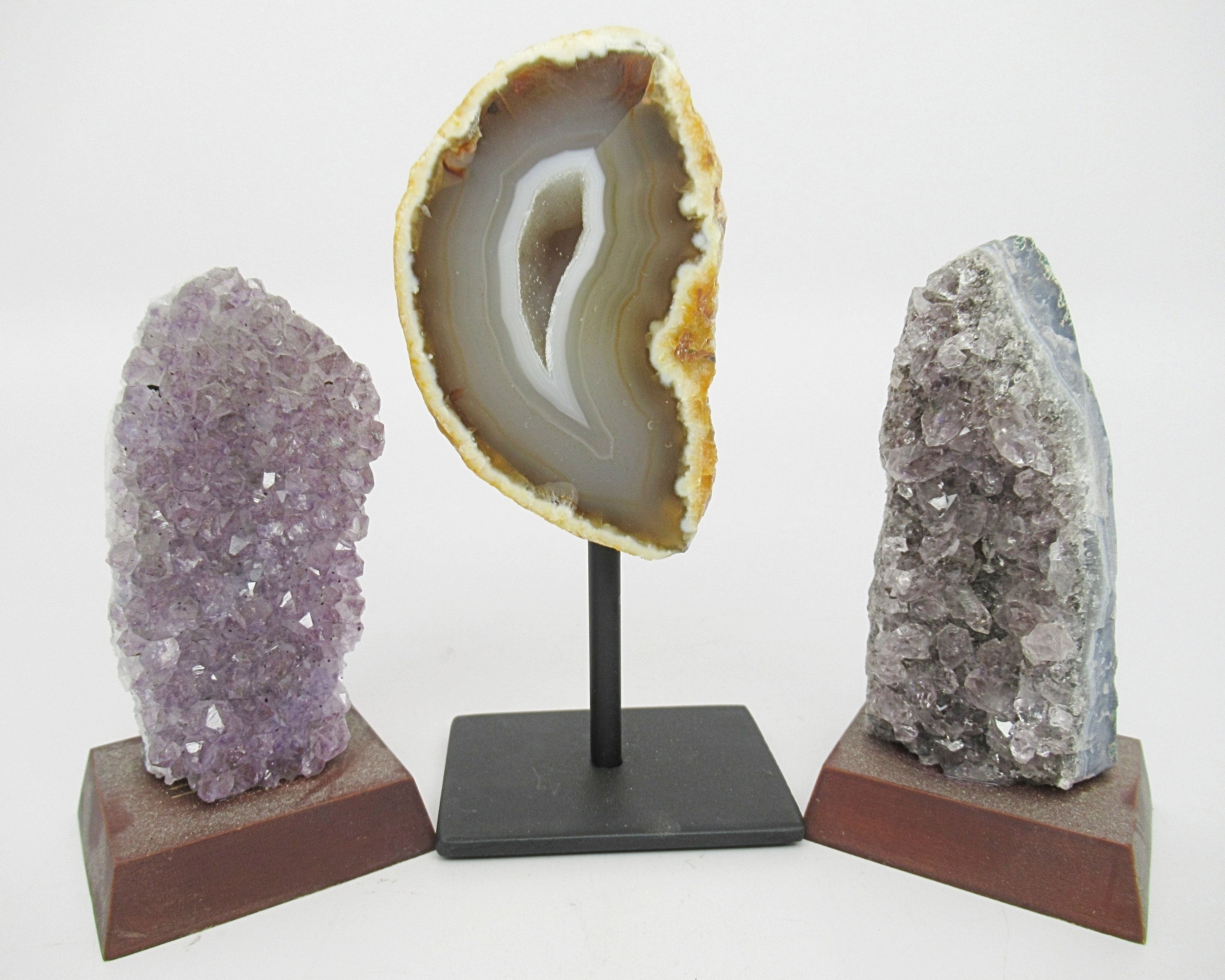 Polished Geode on stand with Amethyst Rock Samples Rock | Etsy