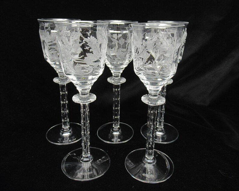 Lot of Five Cut Glass Etched Hand Cut Crystal Cordials Liqueur | Etsy