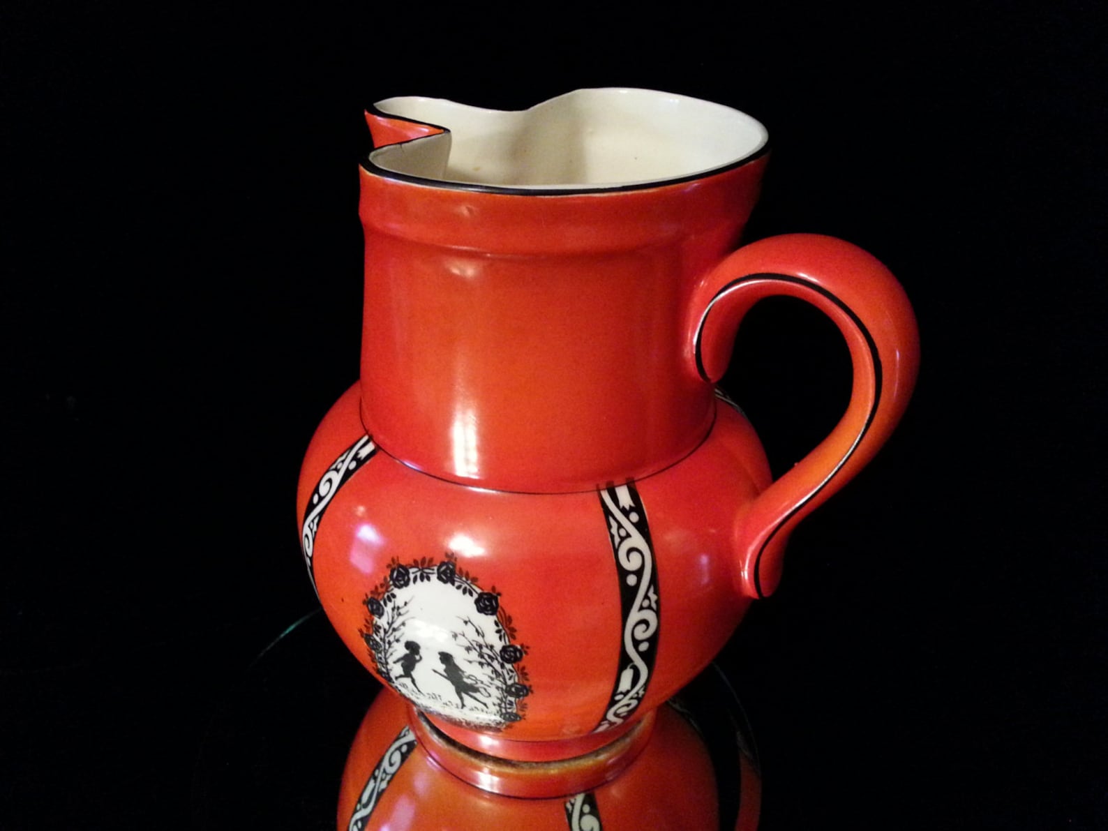 Czech Pitcher Antique Silhouette Decanter Pottery Pitcher ...