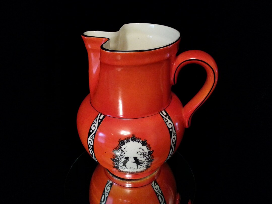Czech Pitcher Antique Silhouette Decanter Pottery Pitcher ...