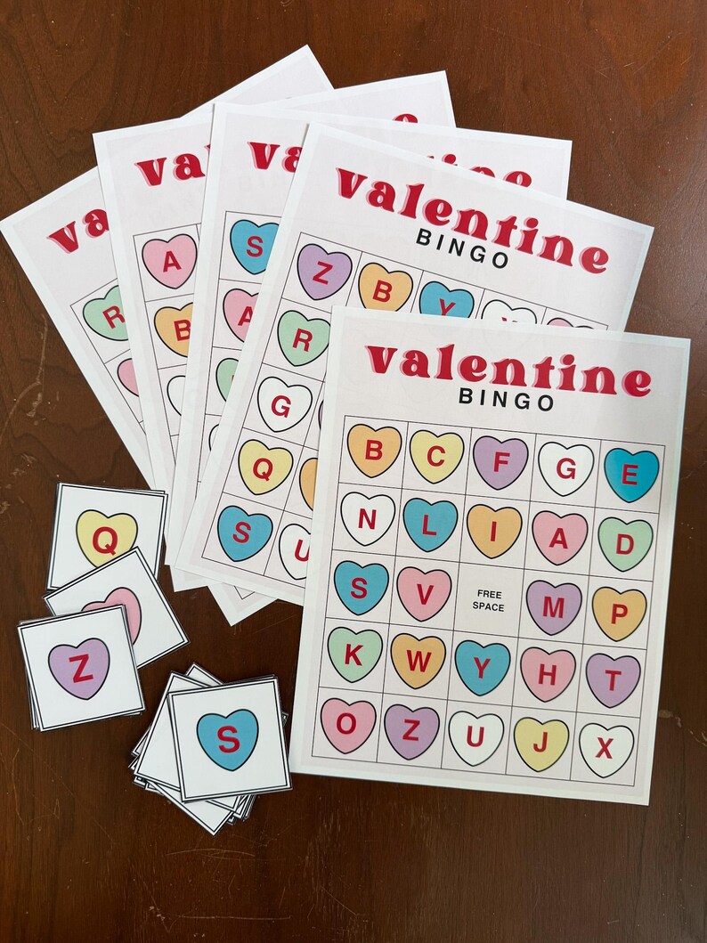 Printable Valentine BINGO - Conversation Heart BINGO- Kids Valentine ...