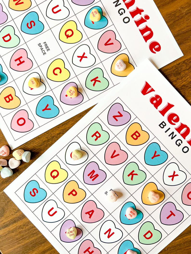 Printable Valentine BINGO - Conversation Heart BINGO- Kids Valentine ...