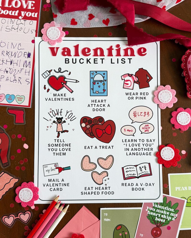 Valentine Bucket List for Kids - Kids Valentine Activities - Valentine ...