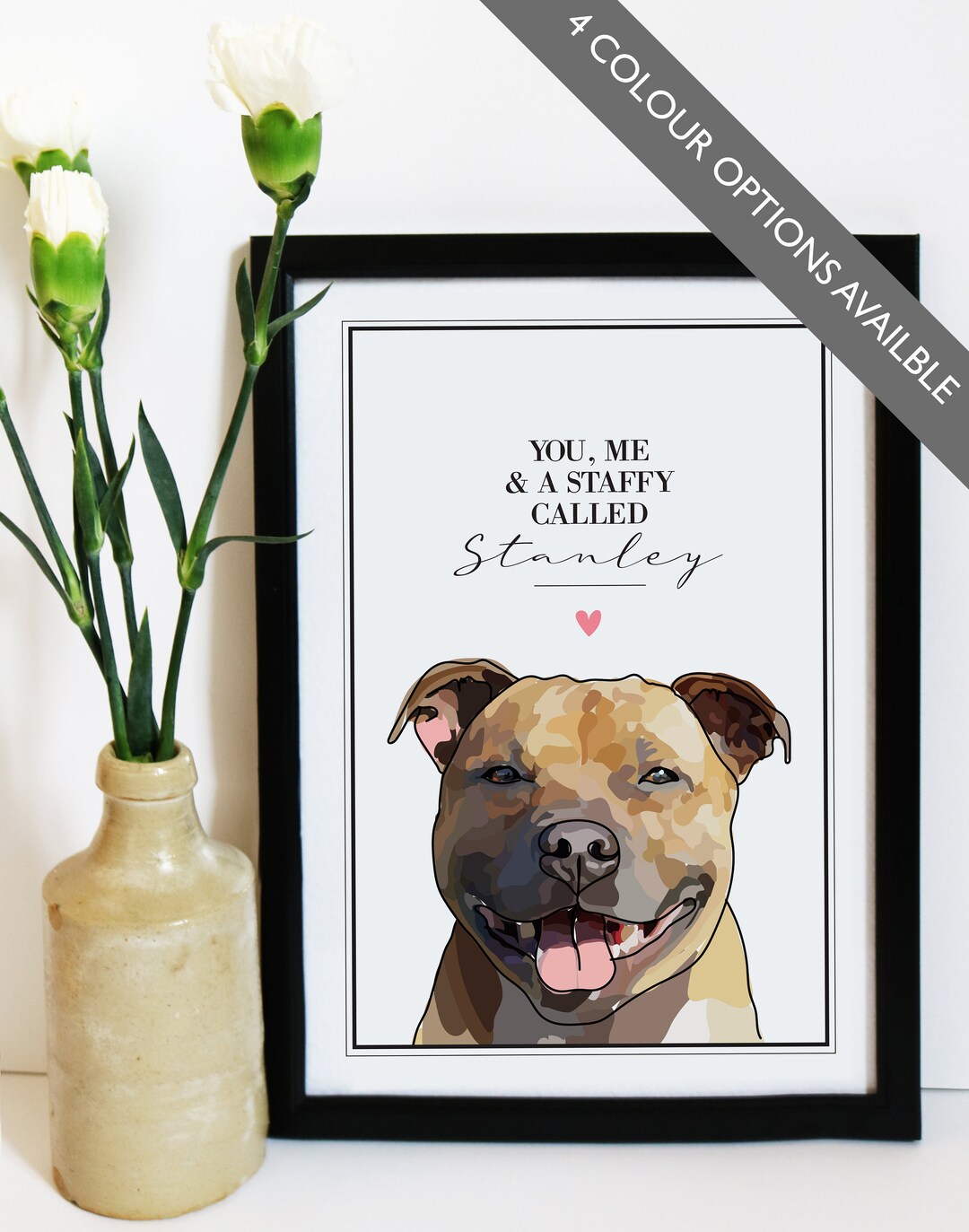 Personalised Staffordshire Bull Terrier Wall Art Print Dog Lover Staffy ...